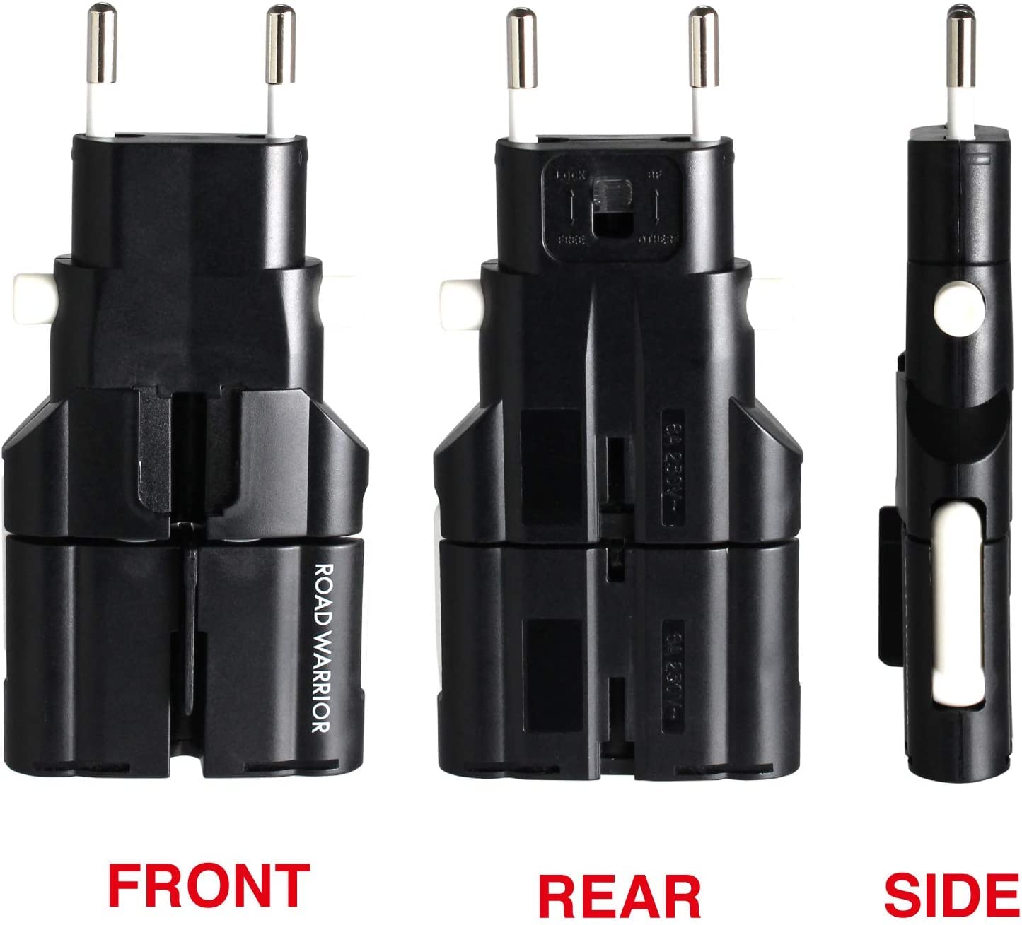 ROAD WARRIOR Universal Travel Plug Adapter Europe/UK/Australia/USA/India/China Compact Does Not Convert Voltage RW101BK Black