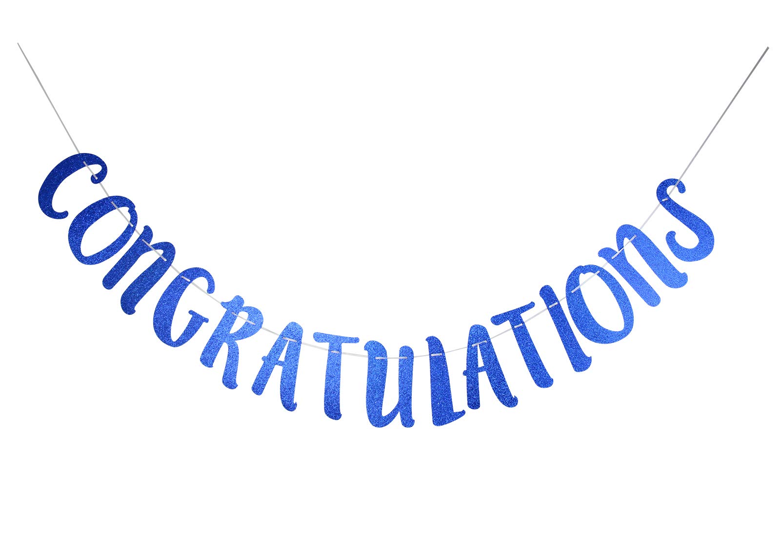 Blue Glitter Congratulations Banner, Congrats Grad Well Done Graduate 2024 We are So Proud of You Graduation Party Bunting Decorations Supplies Backdrop