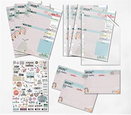 Balanchy Recipe Binder Refill Pages 30 4 x 6 Recipe cards, 20 x A4 Recipe Cards, 45 Page Protectors,1 Pc of A4 Stickers for 11 x 12 x 2.8 Inch 3 Ring Recipe Binder Kit