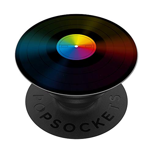 Rainbow Colors Retro Vinyl Record Music Lover Gift PopSockets PopGrip: Swappable Grip for Phones & Tablets