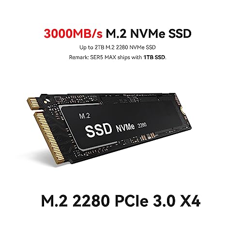 Beelink SER5 MAX Mini PC, AMD Ryzen 7 5800H(up to 4.4GHz) 8C/16T, Mini Computer 16GB DDR4 RAM 1TB NVMe SSD, Mini Desktop Computer 4K 60Hz Triple Screen Display HDMI&DPUSB-C WiFi6 BT5.2 WOL 54W HTPC