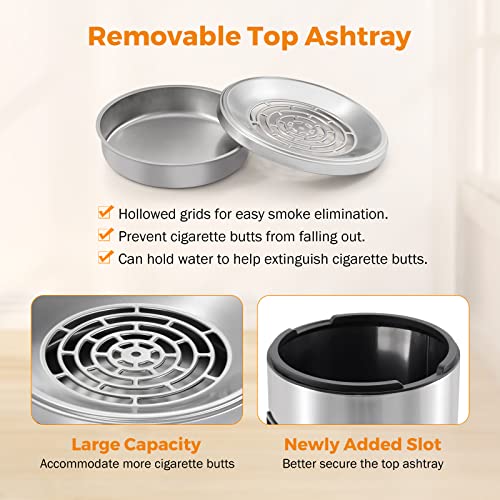 BEAMNOVA Bundle Black 15 x 31.5 in + 12.4 * 27 in Metallic Stainless Steel Trash Can with Lid Commercial Garbage Enclosure Inside Barrel Heavy Duty Waste Container