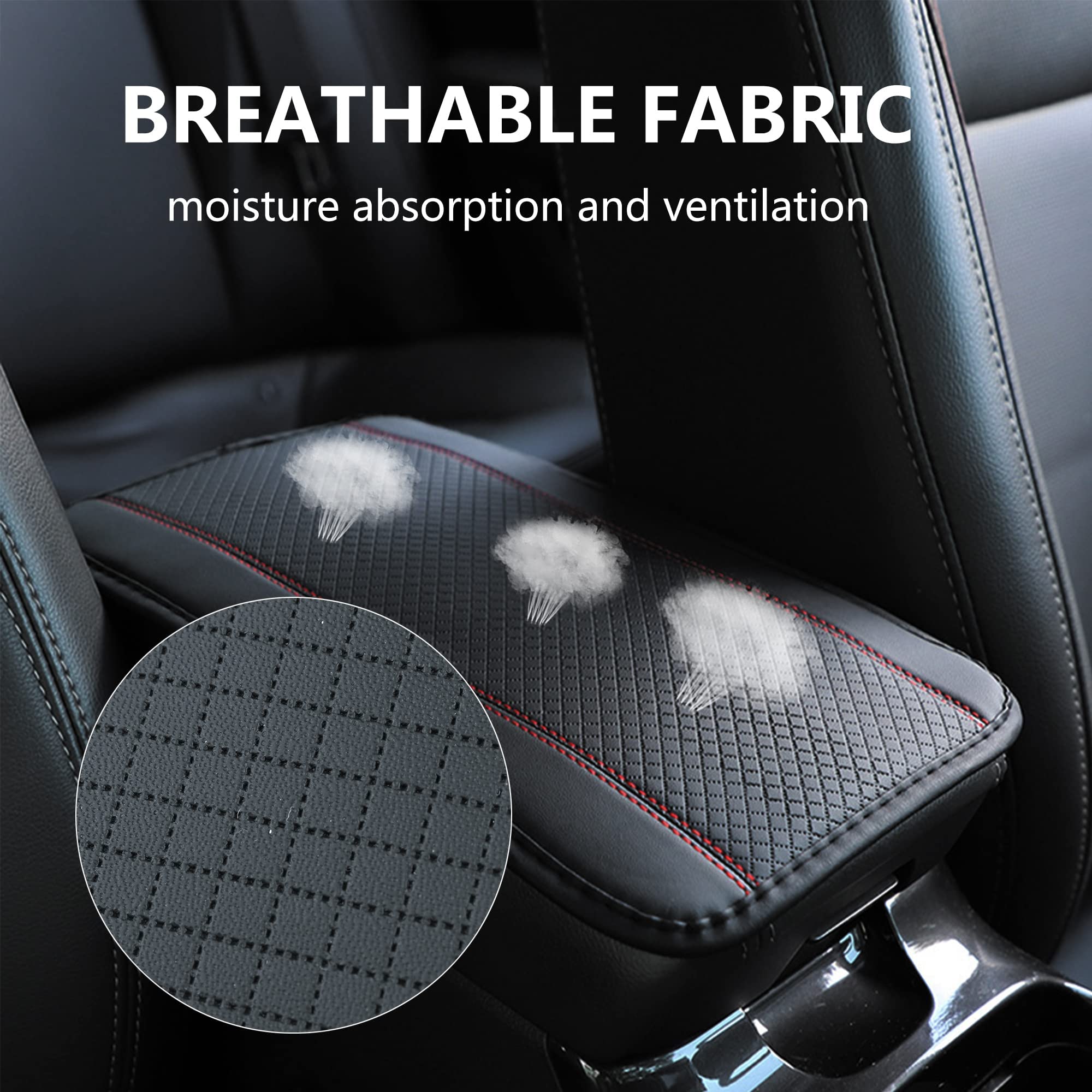 Aokdom Auto Armrest Box Cover, Car Console Covers, Fiber Leather Embossing Waterproof Armrest Cover, Suitable for Most Vehicles, SUVs, Trucks (Blue)