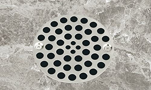 Artiwell 4’’ Shower Strainer Drain Trim Set, Solid Brass Screw-in Shower Strainer Drain Cover, Replacement Strainer Grid by Artiwell, Machine & Self-Tapping Screws Included (Brushed Nickel)