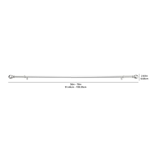 Amazon Basics 1-Inch Curtain Rod with Round Finials, 36 - 72 Inches, Nickel - Pack of 2