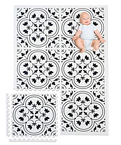Eggyo Premium Stylish Foam Baby Mat, 72 by 48 Inches, White and Black