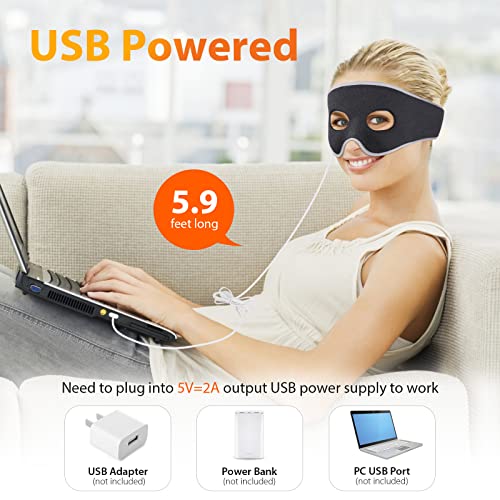 Comfheat USB Sinus Relief Mask Moist Heat Face Heating Pad for Sinus Pressure, Nasal Congestion, Sinusitis, Allergies, Stress, 3 Heat Settings, Warm Compress Therapy for Car Travel (Non-Rechargeable)
