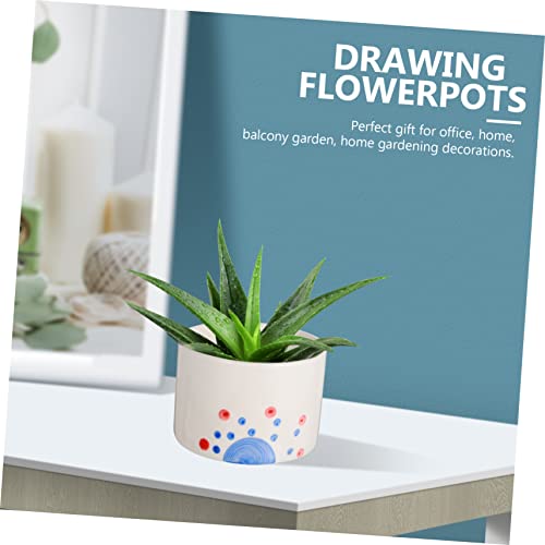 Asakkura 8pcs Flower Pencil Blue Balcony Porcelain Succulent Mini Pots Style Home Planter Succulents Small Desktop Ceramic Office Bonsai Painted Pot Decorative Cactus Desk Hand Container