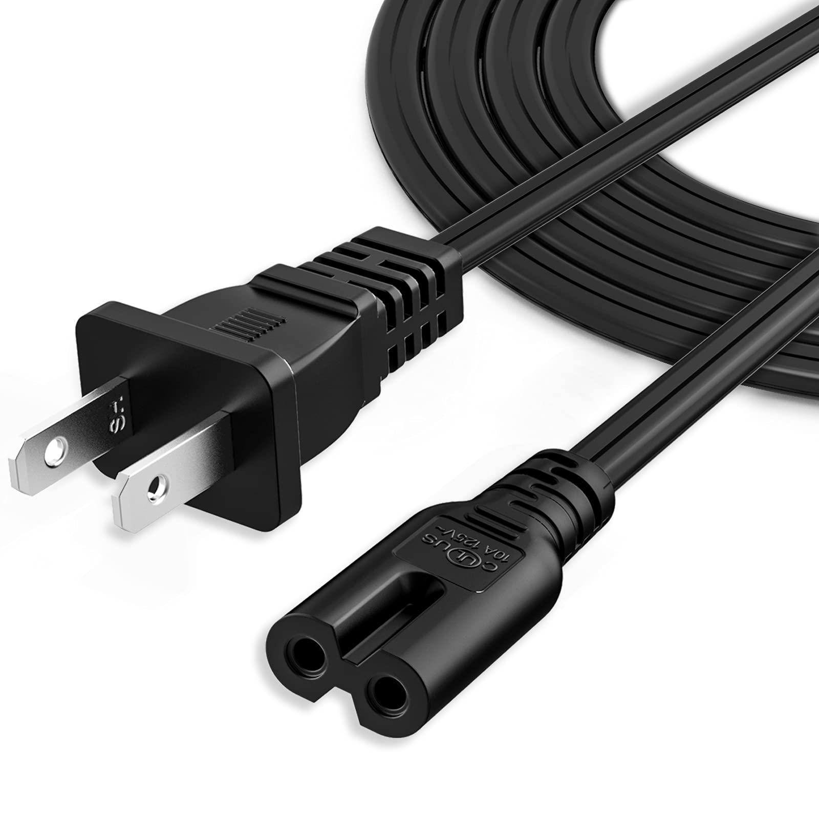 AC Power Cable Cord 6FT Comtiable with Xbox One X/S Xbox Series X/S, PS4 Slim, PS3 Slim, PS3 Super Slim, TV and more, Non-Polarized Power Supply Cord Replacement
