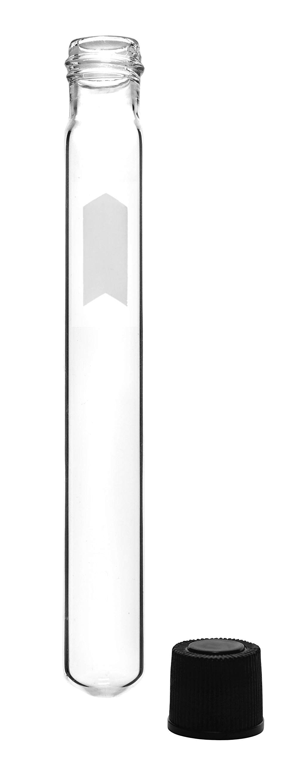 EISCO 24PK Test Tubes, 5ml - Bakelite Screw Cap with Rubber Liner - Borosilicate 3.3 Glass - 3.9" x 0.5"- Round Bottom - Blank Writable Area - Leak Proof