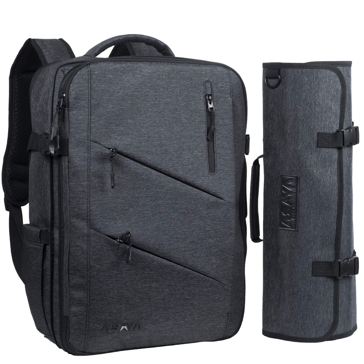 Asaya Chef Knife Backpack with 20 Pocket Knife Roll Bag - Over 30 Pockets for Knives and Kitchen Utensils - Stain Resistant Waxed Nylon - Padded for Extra Protection - Knives Not Included