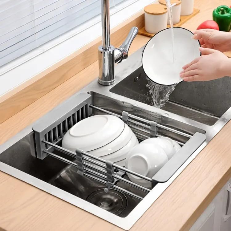 Adjustable Stainless Steel Sink Rack Fruit Vegetable Drainer