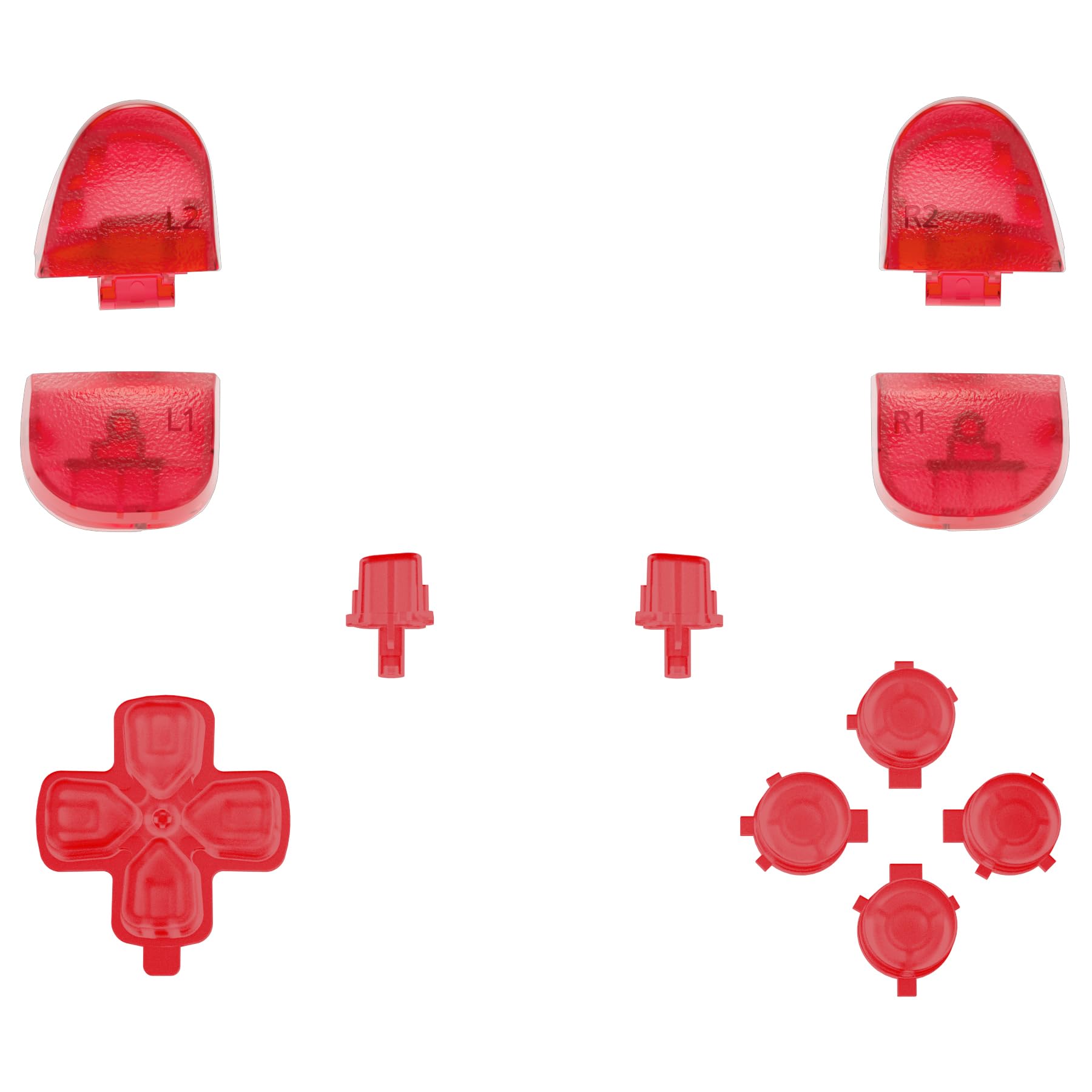 eXtremeRate Full Set Shell with Buttons Touchpad Cover, Clear Red Custom Replacement Decorative Trim Shell Front Back Plates Compatible with p s 5 Controller BDM-030 BDM-040 BDM-050
