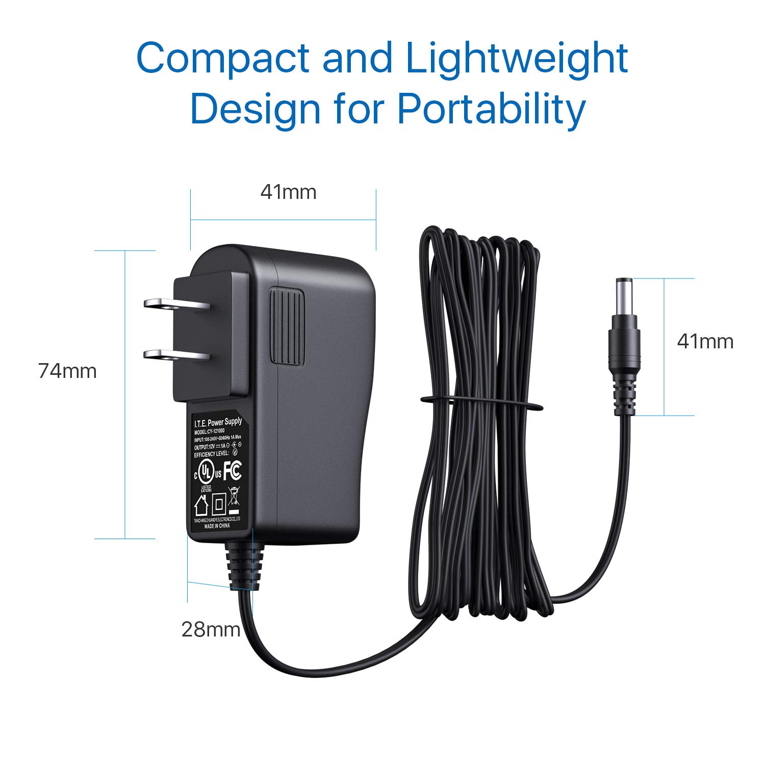 ZOSI 3ft AC 100-240V to DC 12V 1A 1000mAvPower Supply Adapter for CCTV Security Surveillance Camera DVR NVR System, LED Strip, Wireless Router, Switch and More