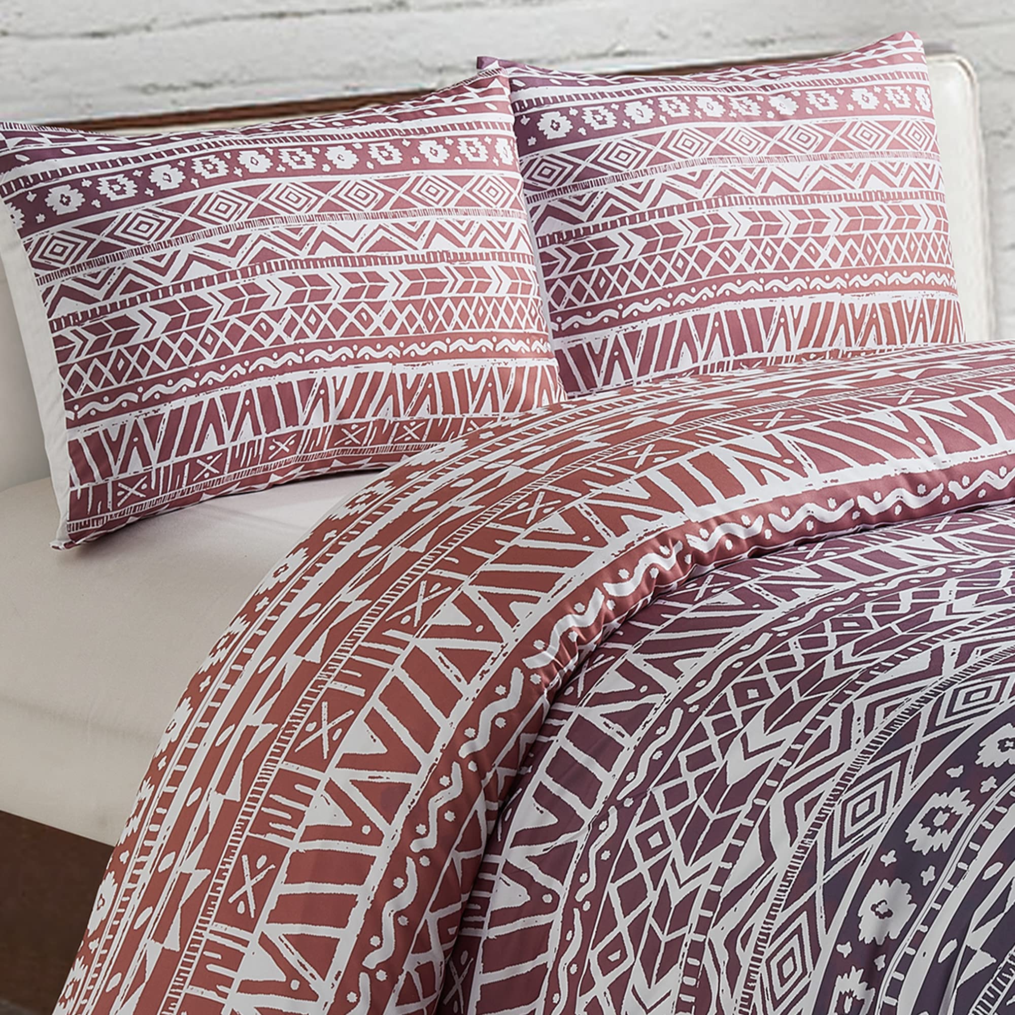 Style Quarters 3PCS Boho Duvet Cover Queen Pink and Blue Includes 1 Duvet Cover + 2 Shams Gradient Boho Duvet Cover