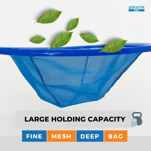 Aquatix Pro Hand Leaf Skimmer for Spa, Hot Tub & Pool with 12β Aluminum Pole, Fine Mesh Deep Bag Net, Suitable for Above Ground Swimming Pools, Kids Inflatables & Ponds, Remove Leaves & Debris Fast