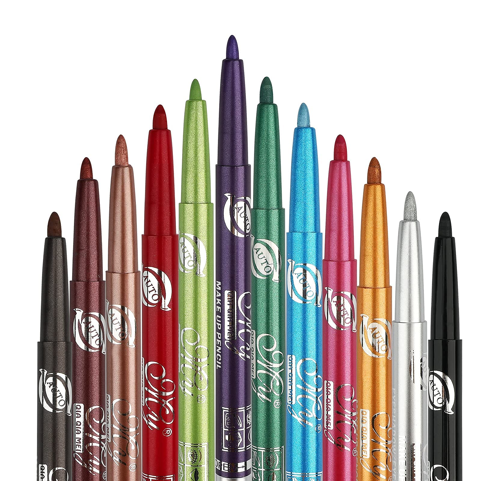 G2PLUS 12 PCS Colorful Eyebrow Pencil, Colored Eyeliners, Colorful Liquid Eyeliner for Eyebrow, Lip Liner Pencil Pen Makeup Cosmetic Set Kit Tool Waterproof