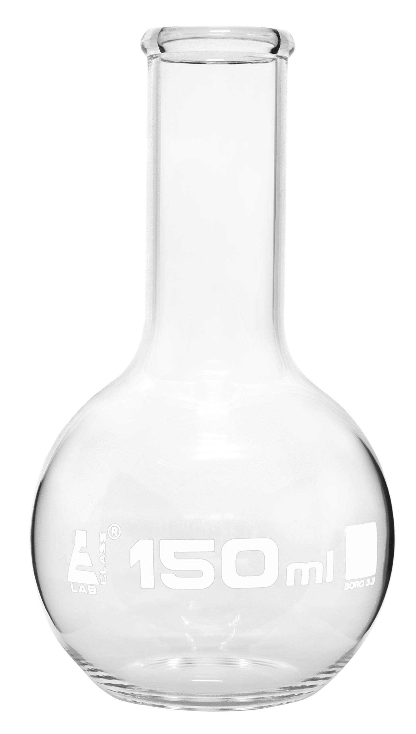 EISCO Boiling Flask, 150ml - Borosilicate Glass - Flat Bottom, Narrow Neck