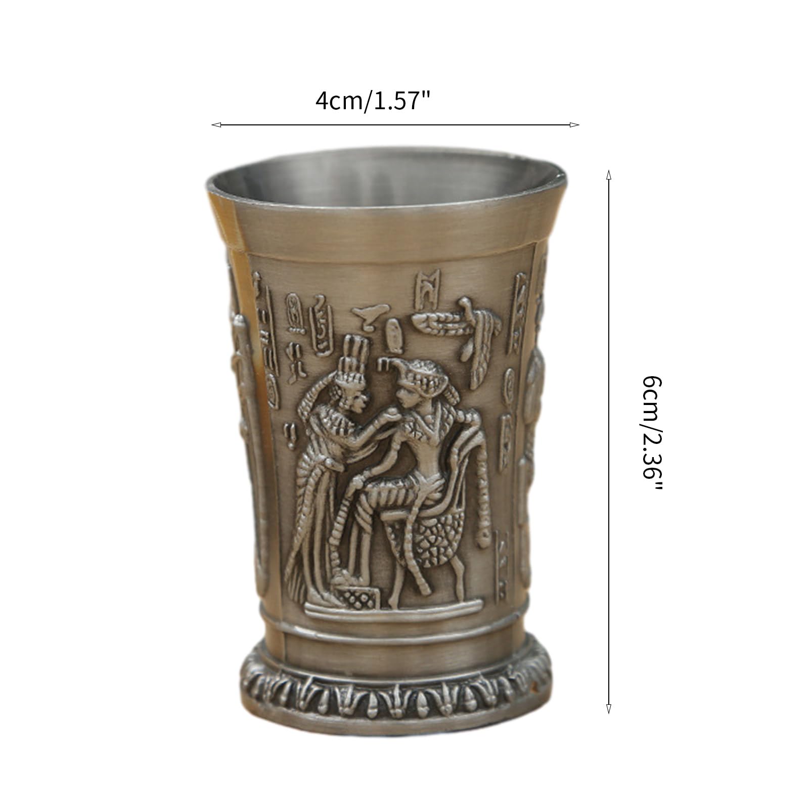 AOOOWER Ancient Drinkware Metal Vintage Egyptian Glass Egypt Wine Cup Red Wines Goblet Cup Embossed Engraving Glass Vintage Metal Wine Glass