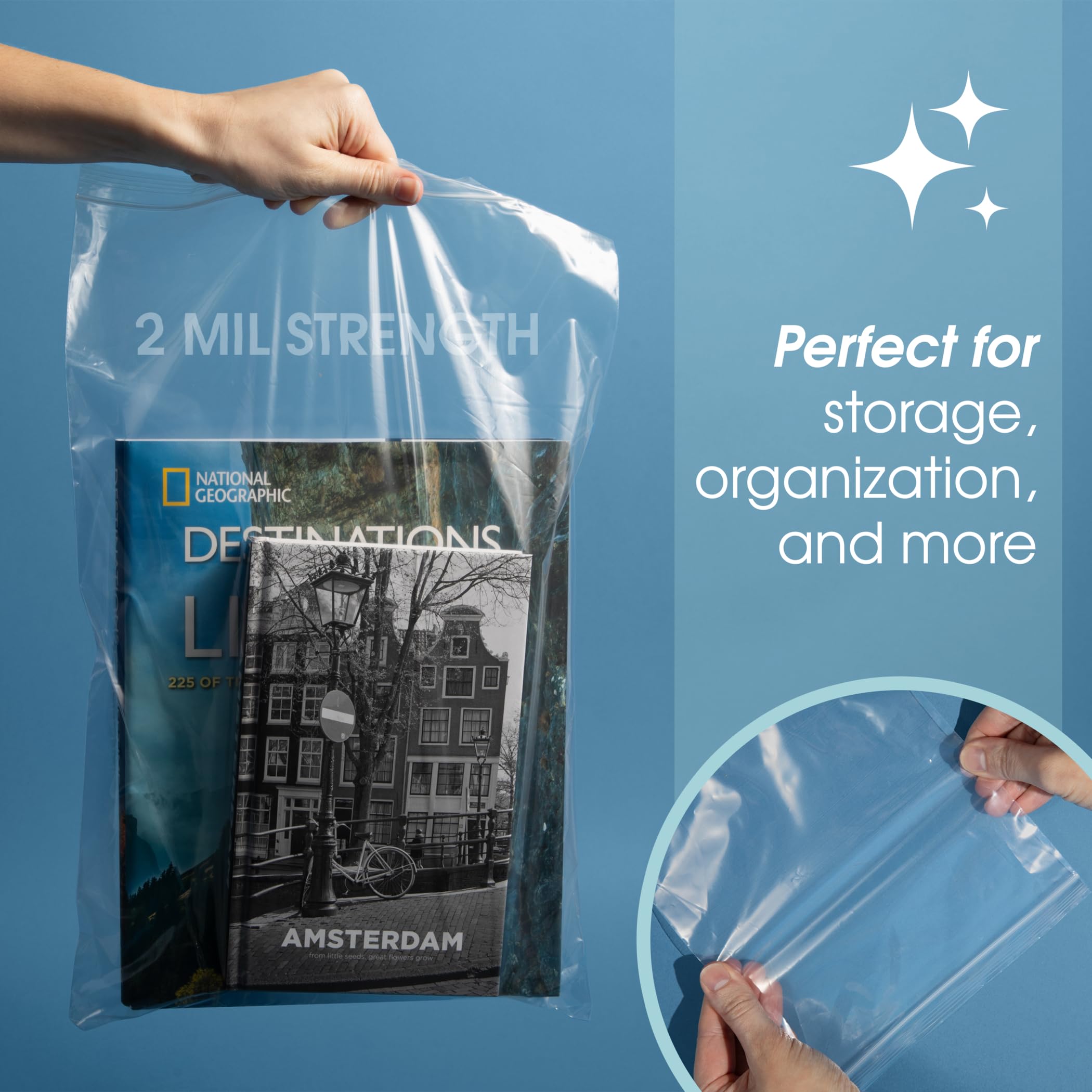 Spartan Industrial - 16β X 20β (100 Count) 2 Mil Clear Reclosable Zip Plastic Poly Bags with Resealable Lock Seal Zipper