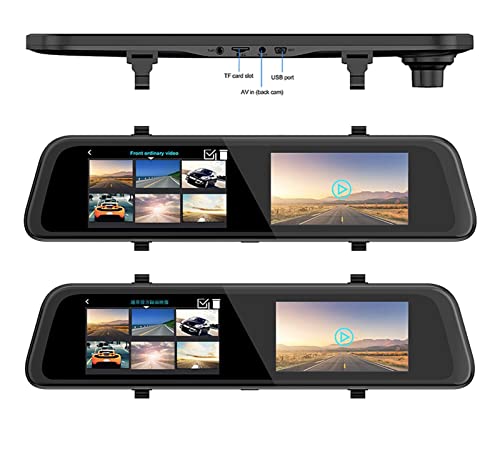 Action Camera Stabilizer 12 Inch Dash Cam Car Rearview Mirror Front 2K 2560x1440P Video Recorder Parking Monitoring Night Version Back HD1080P DVR Camera for Outdoor Video Recording