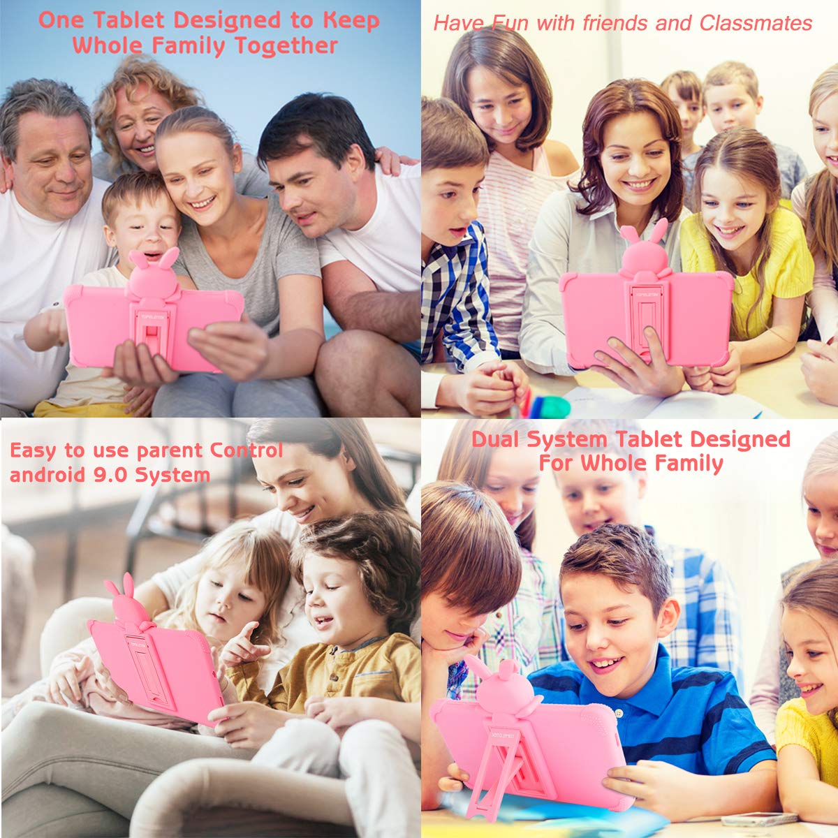 TOPELOTEK Kids Tablet Android Tablet for Kids 7 inch WiFi Toddler Tablet 32GB Quad Core Kids Tablets Support Bluetooth Camera Support Netflix YouTube Parental Control 4000mAh Boys Girls (Pink)