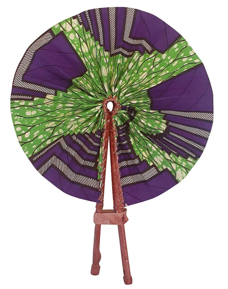 African Folding Hand Fan Purple Beam Quality Fabri
