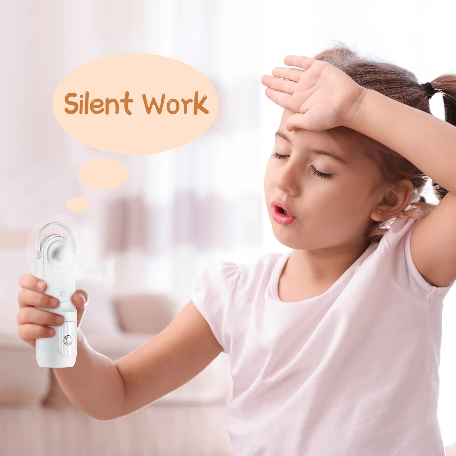 Favoriwere Handheld Mini Fan 3 in 1 Portable Face Fan 3 Speeds with Strong Wind USB Rechargeable for 30 Hours Working Personal Fan with Power Bank and Flashlight Suitable for Outdoor and Indoor White