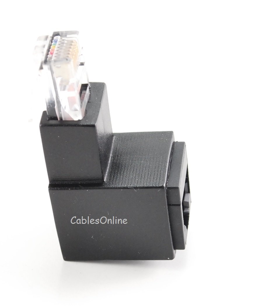 CablesOnline Cat5e/Cat6 RJ45 Ethernet Male/Female Right Angle Adapter. RJ45/ 8P8C Female to RJ45/ 8P8C Male, U-R45K
