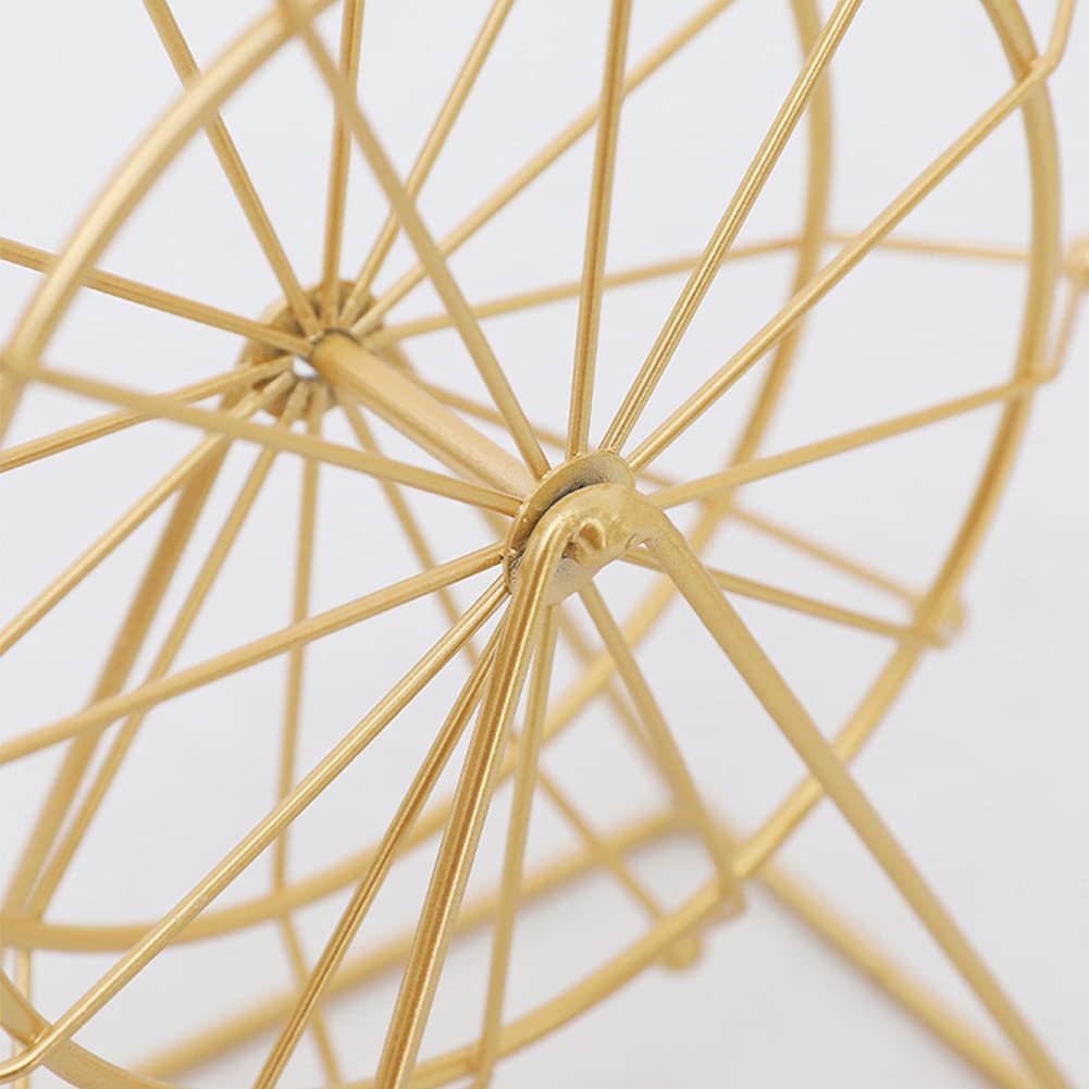 Faddare Modern Ferris Wheel Ornament Tabletop Small Figurines Metal Art Home Decor Living Room Bookshelf Decorations Object(Gold Square Base)