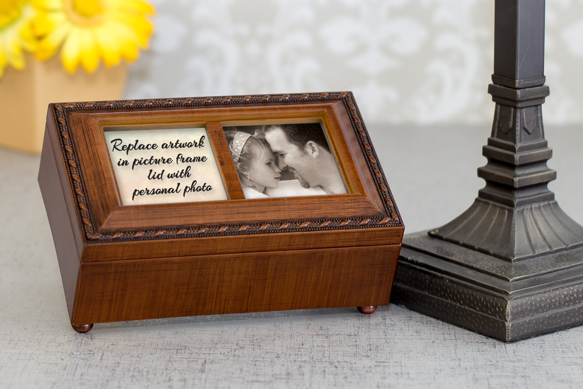Cottage Garden Behold The Lady Woodgrain Petite Music Box/Jewelry Box Plays Ave Maria
