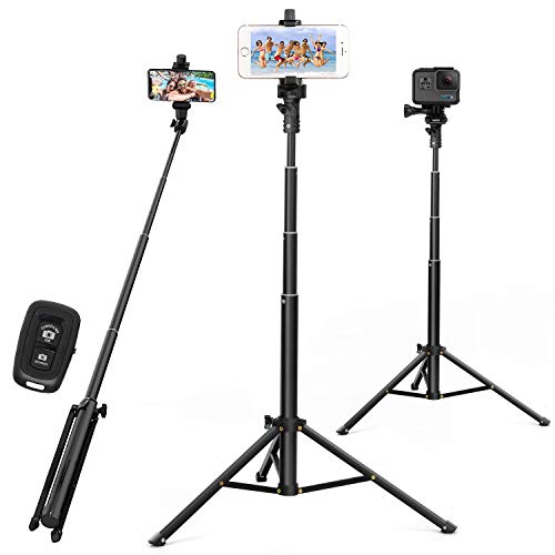 Selfie Stick Tripod 52 Inch Cell Phone iPhone Tripod Stand with Bluetooth Remote Smartphone for iPhone 11 Xs X 6 7 8, Android Cellphone Gopro Camera Mount Portable Monopod Feet Travel Lightweight …
