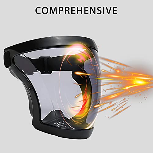 Anti Fog Face Shield Protective Face Shield High-Definition Protective Shields to Protect Eyes, Nose, Mouth, Anti-Sand and Anti-Splash Headgear All-Inclusive Face Protection for Adults(Black Anti-Blue Light)