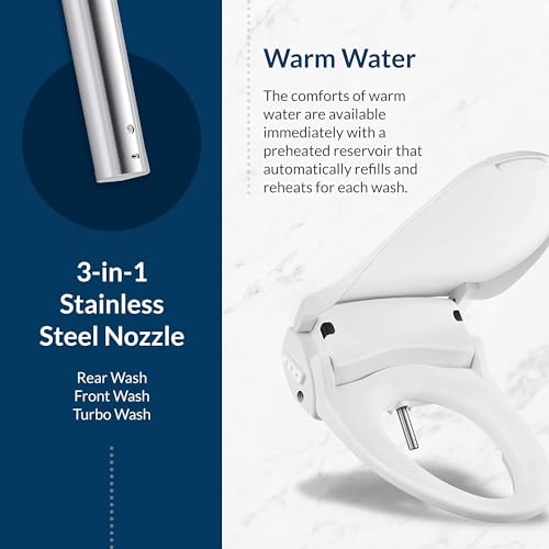Bio Bidet Slim Two Electric Bidet Toilet Seat Round, Warm Water, Heated Seat, Night Light, Front and Rear Wash, Wireless Remote Control, White