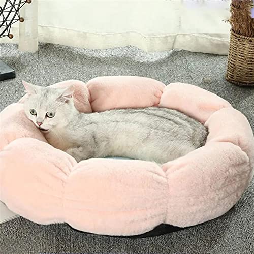BECTAN cat Sofa Small Pet Flower Color Round Cat House Warm Cat Supplies Summer Mat Cat Bed Thickened Four Seasons Universal Cat Supplies (Color : E, Size : L 60cm)