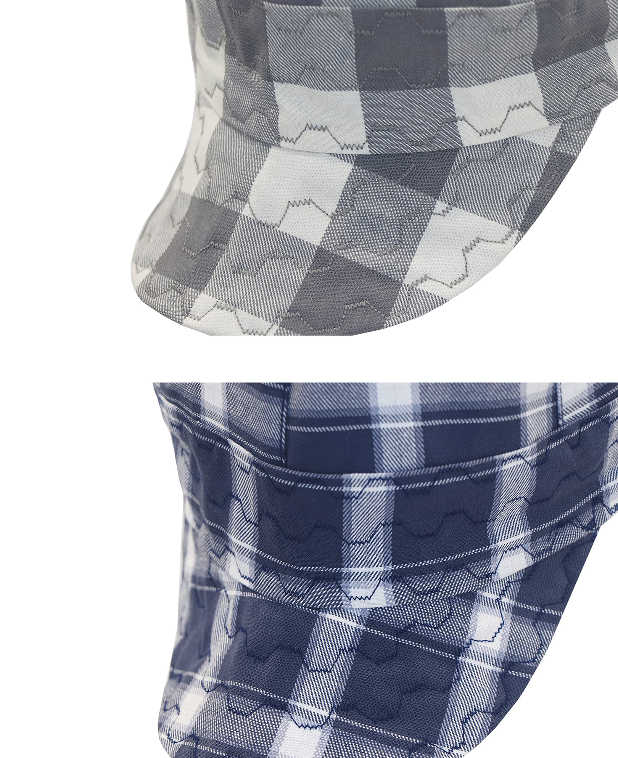 BOCOMAL 2 Pack Welding Cap Plaid Style CAT2 NFPA2112 Flame Resistant 7OZ Midweight Welder Hats 7 1/8