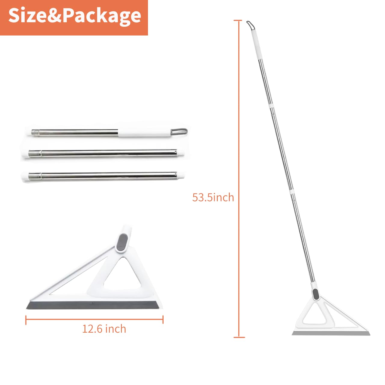 MYUANGO Multifunction Magic Broom, Rubber Broom, Silicone Broom, Squeegee Broom for Floor Cleaning, Magic Broom Sweeper for Living Room, Kitchen, Bathroom (Orange), YY-B007