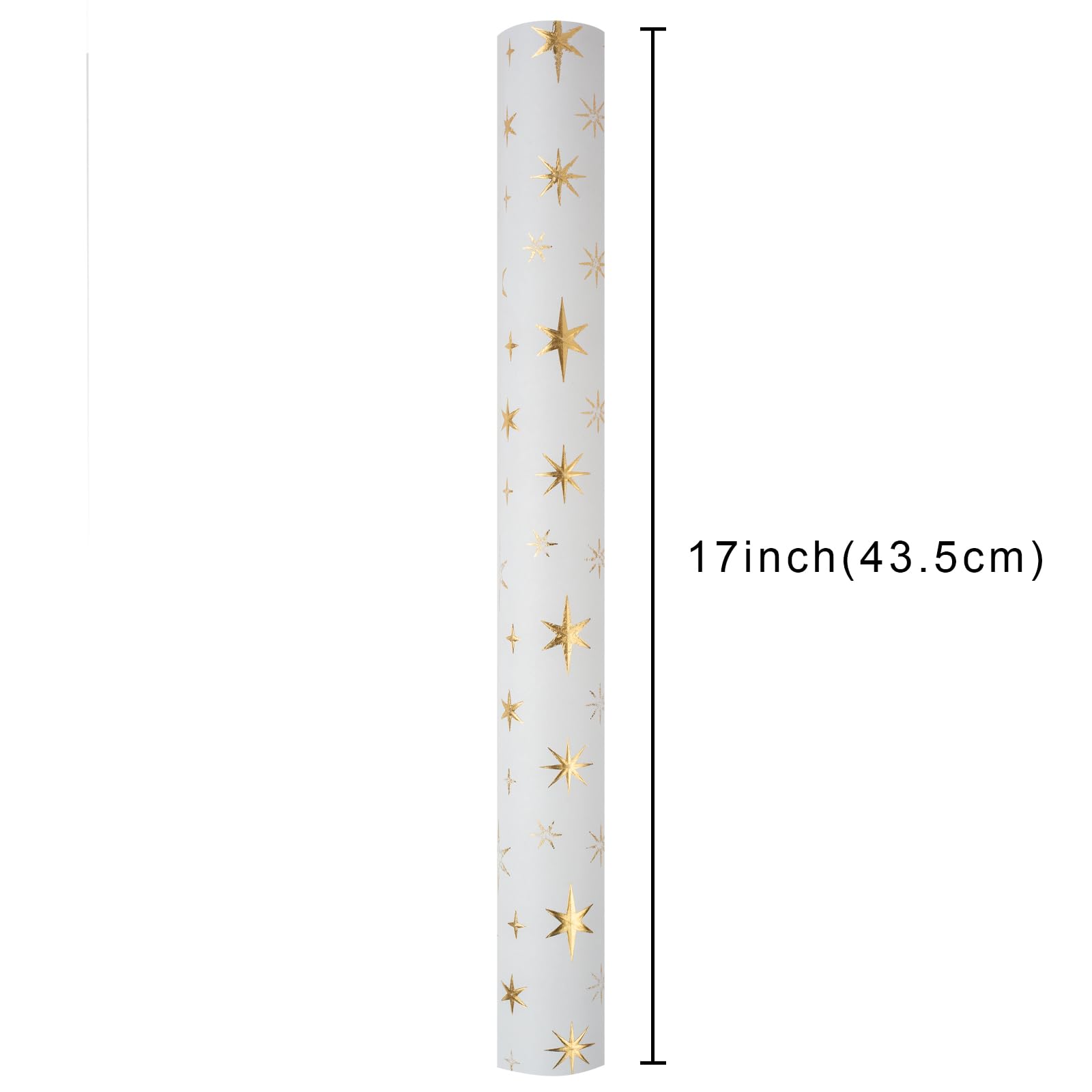 Flyhill White Wrapping Paper-17inch*197inch( 23.4sq.ft.ttl Per Roll - White Gold 3D Embossed Foil Star Pattern for Christmas,Birthday, Party,Wedding,Bridal Shower Shower,Thanksgiving