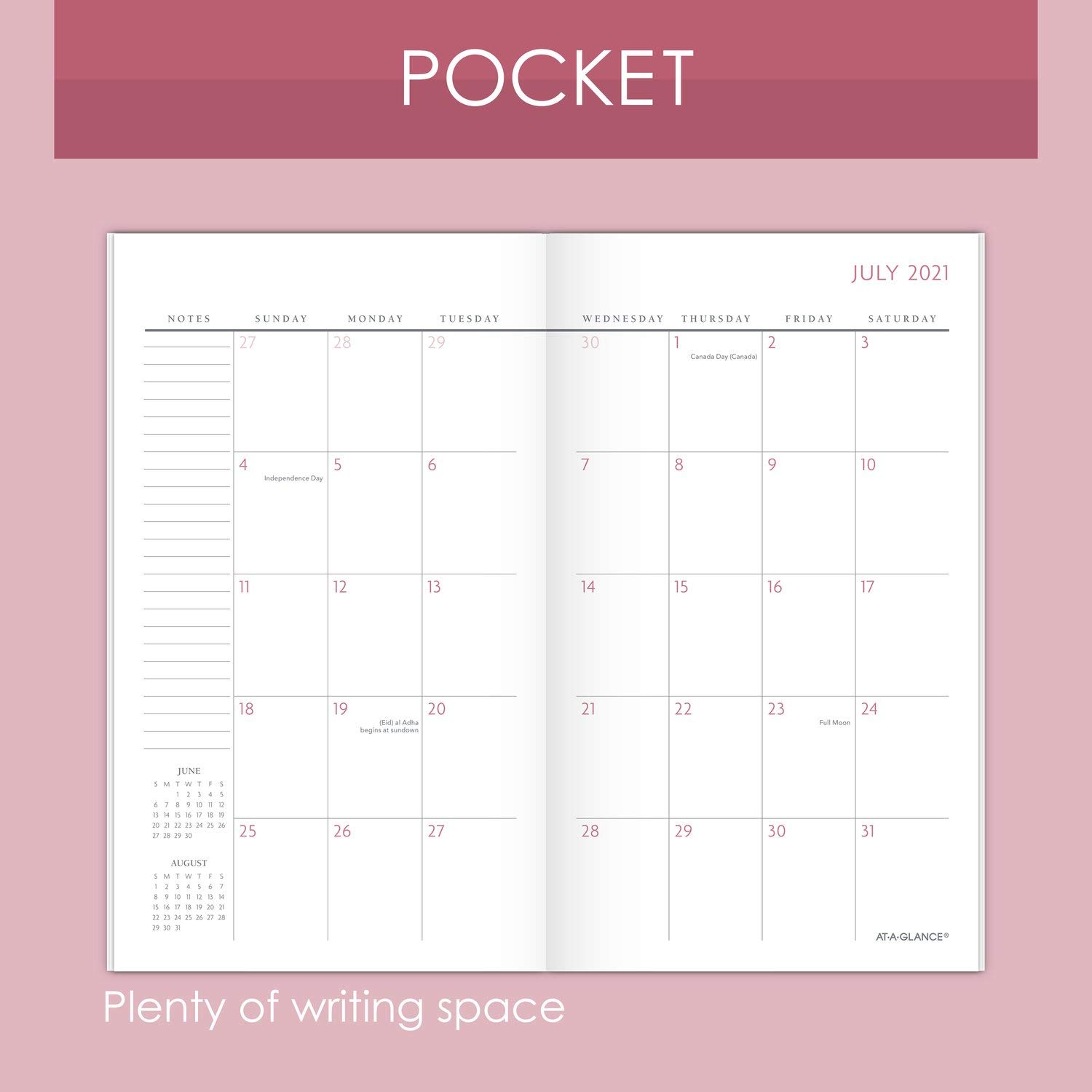 Academic Planner 2021-2023, AT-A-GLANCE Two Year Monthly Planner, 3-1/2" x 6", Pocket Size, for School, Teacher, Student, Badge Floral (1535F-021A)