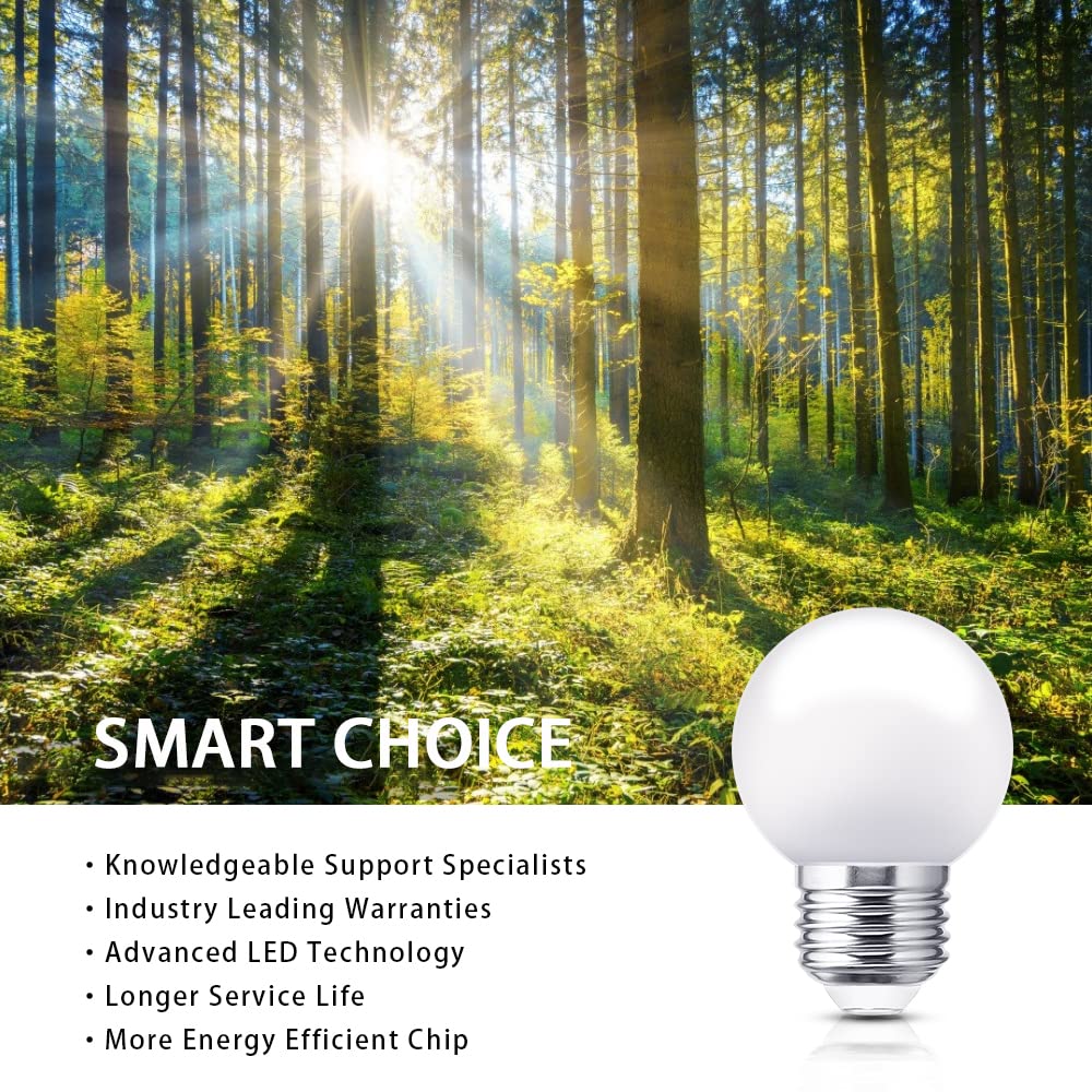 OTATEAN 1W Light Bulbs Equivalent 15 Watt 150LM Light Bulb Standard E26 Base Small Light Bulb for Light Strip, Vanity Mirror, Frosted, Daylight White 6000K (2 Pack)