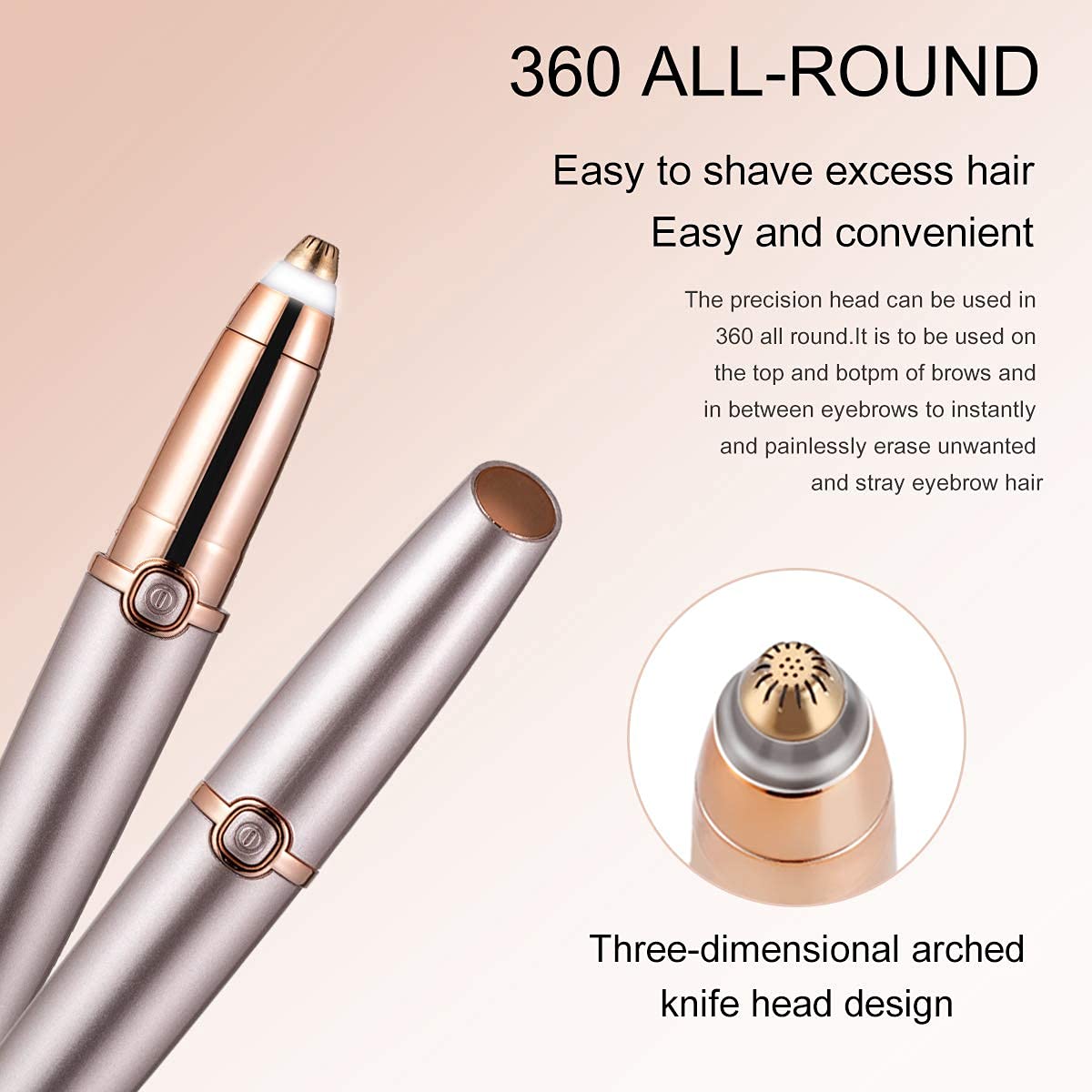 Sopalmy Women's Rechargeable Eyebrow Trimmer & Facial Hair Remover, 2-1 Hair Remover, Electric Eyebrow Shaver with Light