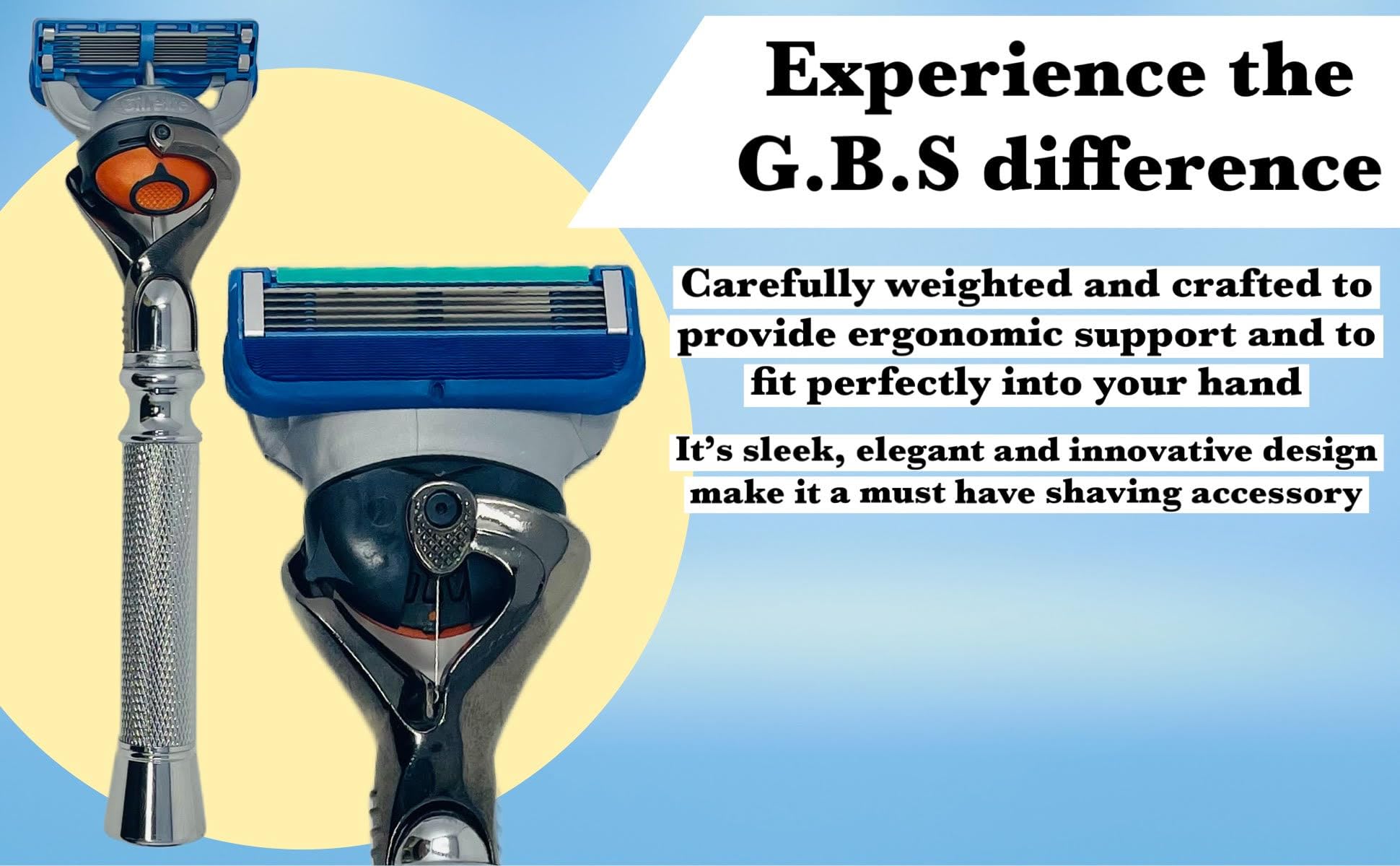 G.B.S Flex ball Handle Razor with Flex ball Pivot Ball technology All Chrome Diamond Knurled Pattern Long Handle Shaving Razor