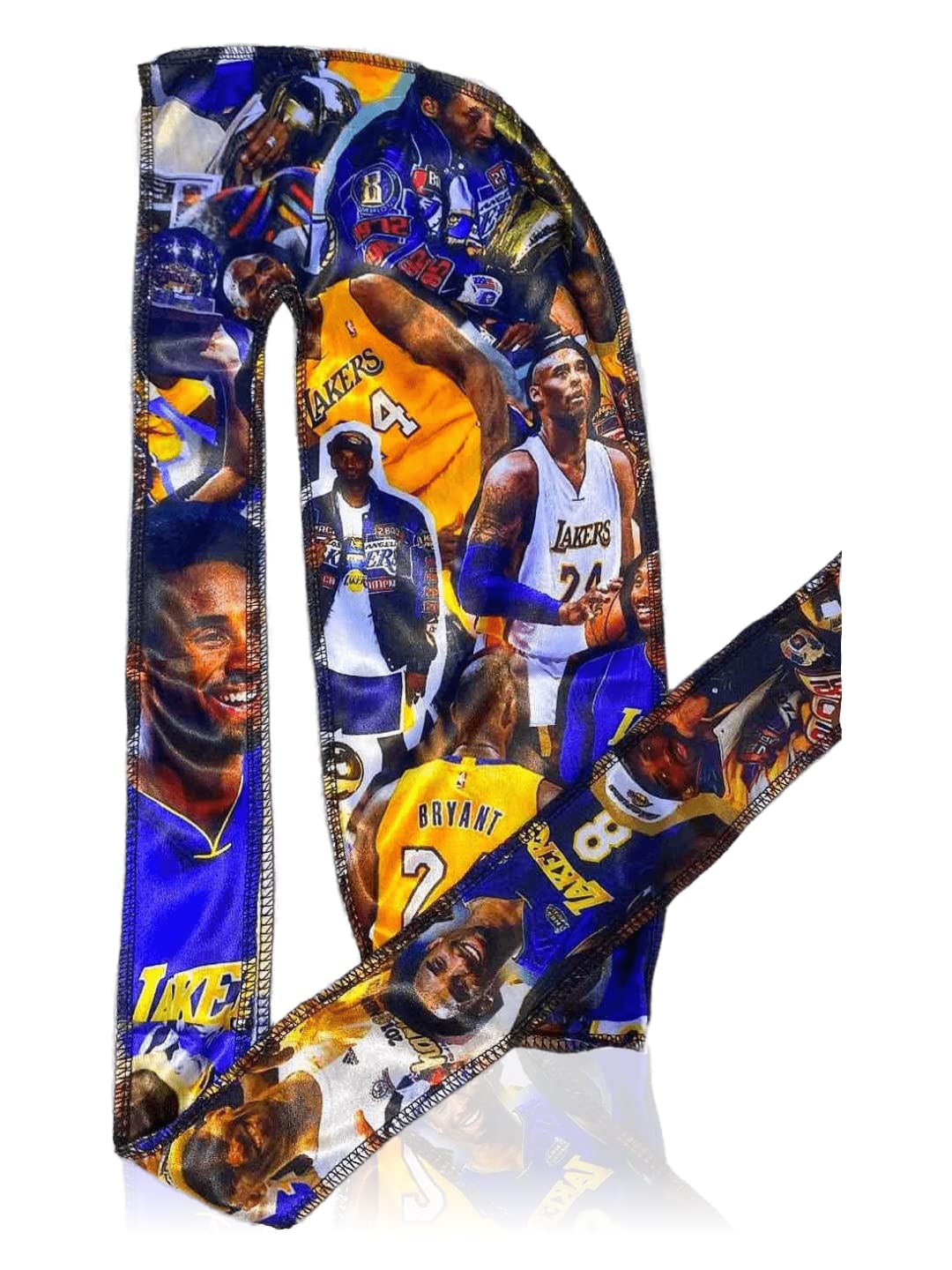 Afro Design Durag Silky 360 wave Du Rag with long tails and quadruple stitching. Pan African American Pride Style (Mamba 24 Collage)