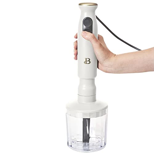 Beautiful Immersion Blender with 500ml Chopper and 700ml Measuring Cup, by Drew Barrymore (White Icing)