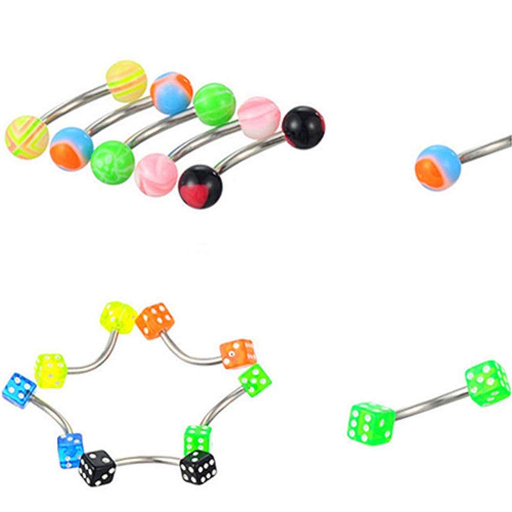 Academyus Fashion Unisex Multicolor Body Piercing Eyebrow Jewelry Belly Tongue Bar Ring - 105pcs Mixed Random Style
