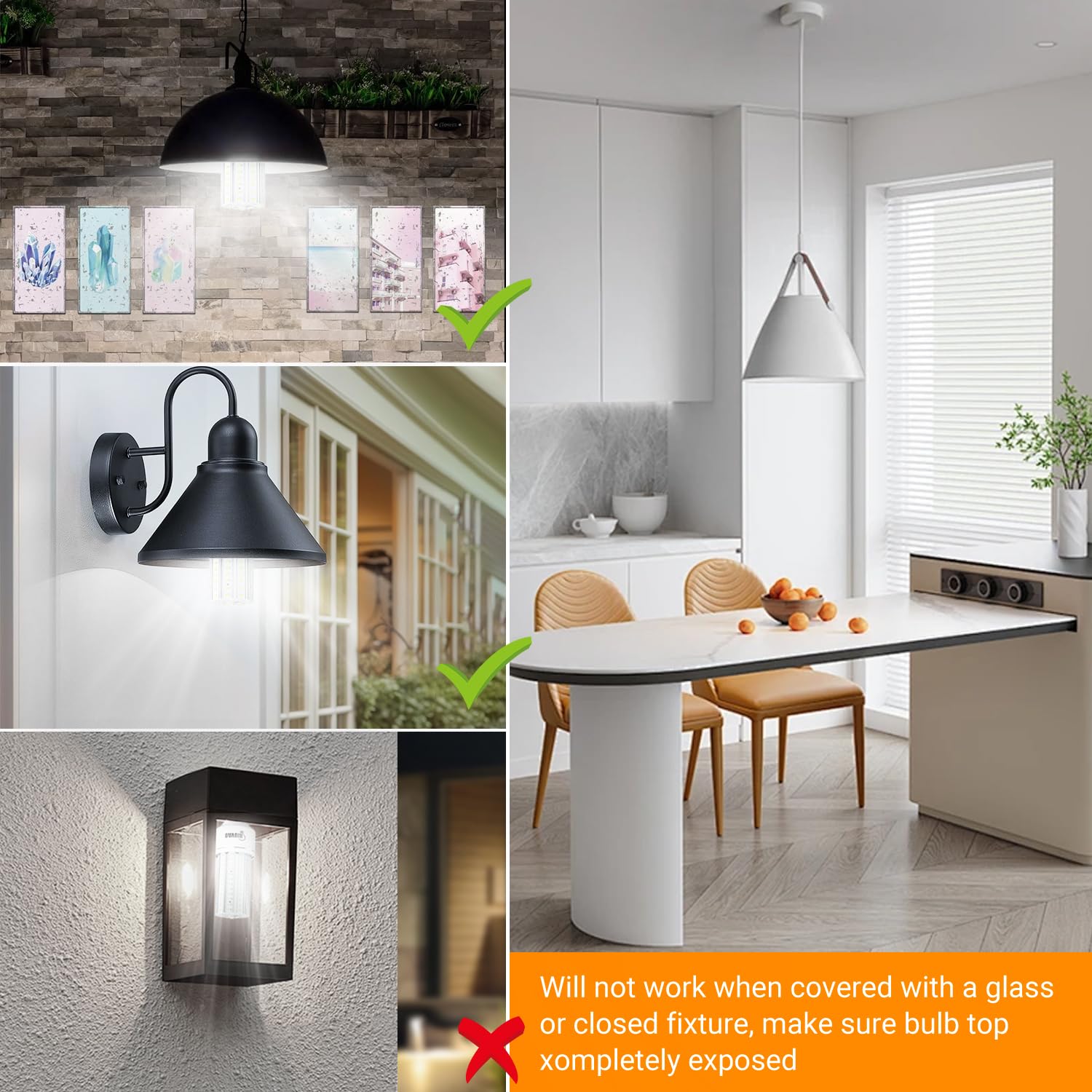 RIUVAO Motion Sensor Light Bulbs 60W(500W Equivalent E26 5000K, Motion Activated Dusk to Dawn Led Corn Light Bulb for Porch Basement Garage, Sensing and Always-ON Two Working Mode Selection