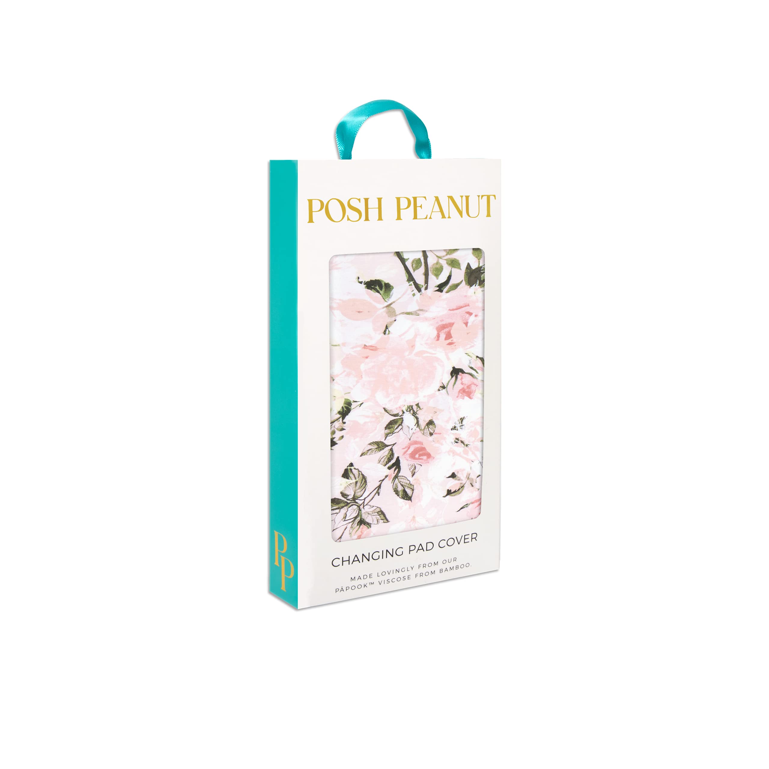 Posh Peanut Baby Changing Pad Cover Stretchy Viscose from Bamboo Viscose, for Standard 16" by 32" - Vintage Pink Rose