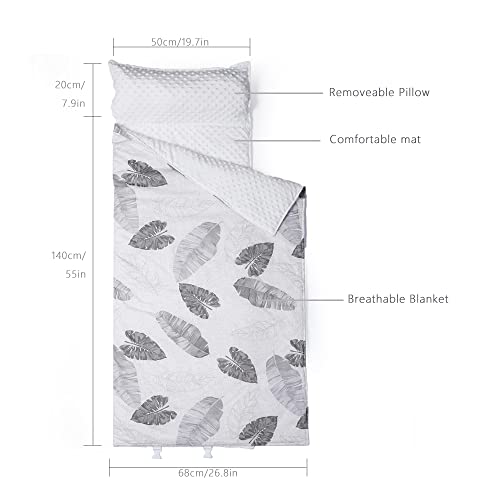 Bunnikins & Clover Toddler Nap Mat with Removable Pillow, Nap Mats for Preschool, Easy Clean Toddler Nap Pad for Kindergarten, Kids Sleeping Bag for Travel Camping