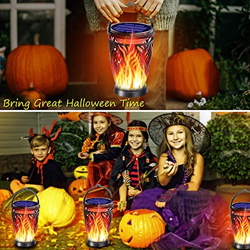 Aionarew Solar Lantern, Outdoor Hanging Solar Lantern Flickering Flame Solar Torch Lights Waterproof LED Flame Umbrella Lights Landscape Decorative Lighting for Garden Patio Yard Table, 2 Pack