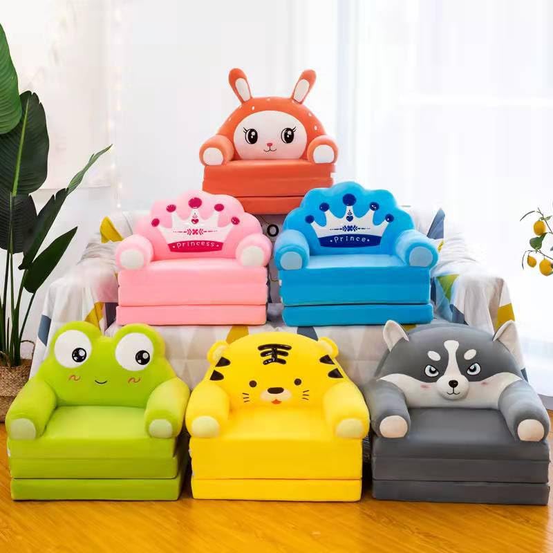 ASOUT Comfy Toddler Chairs for Kids - High Density Foam Kids Sofa,Foldable Blue Princes Chair for Toddlers 1-3